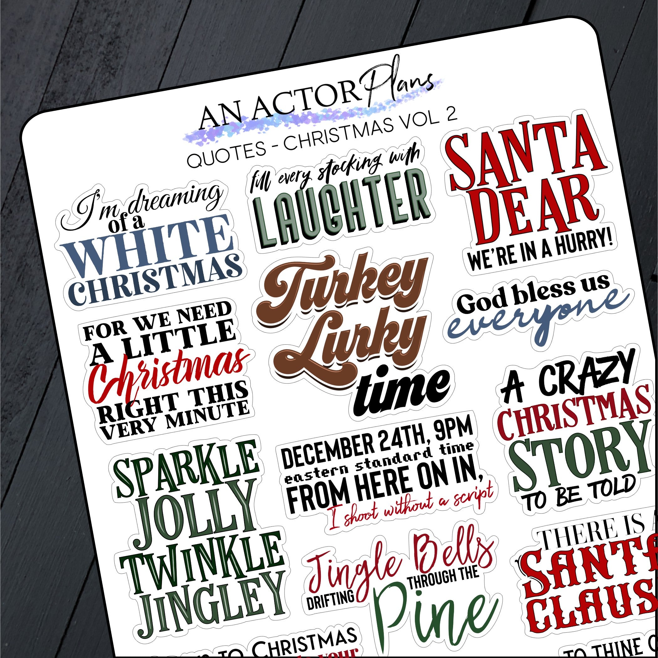 Holiday Vol. 2 // Quotes // Sticker Sheet – An Actor Plans