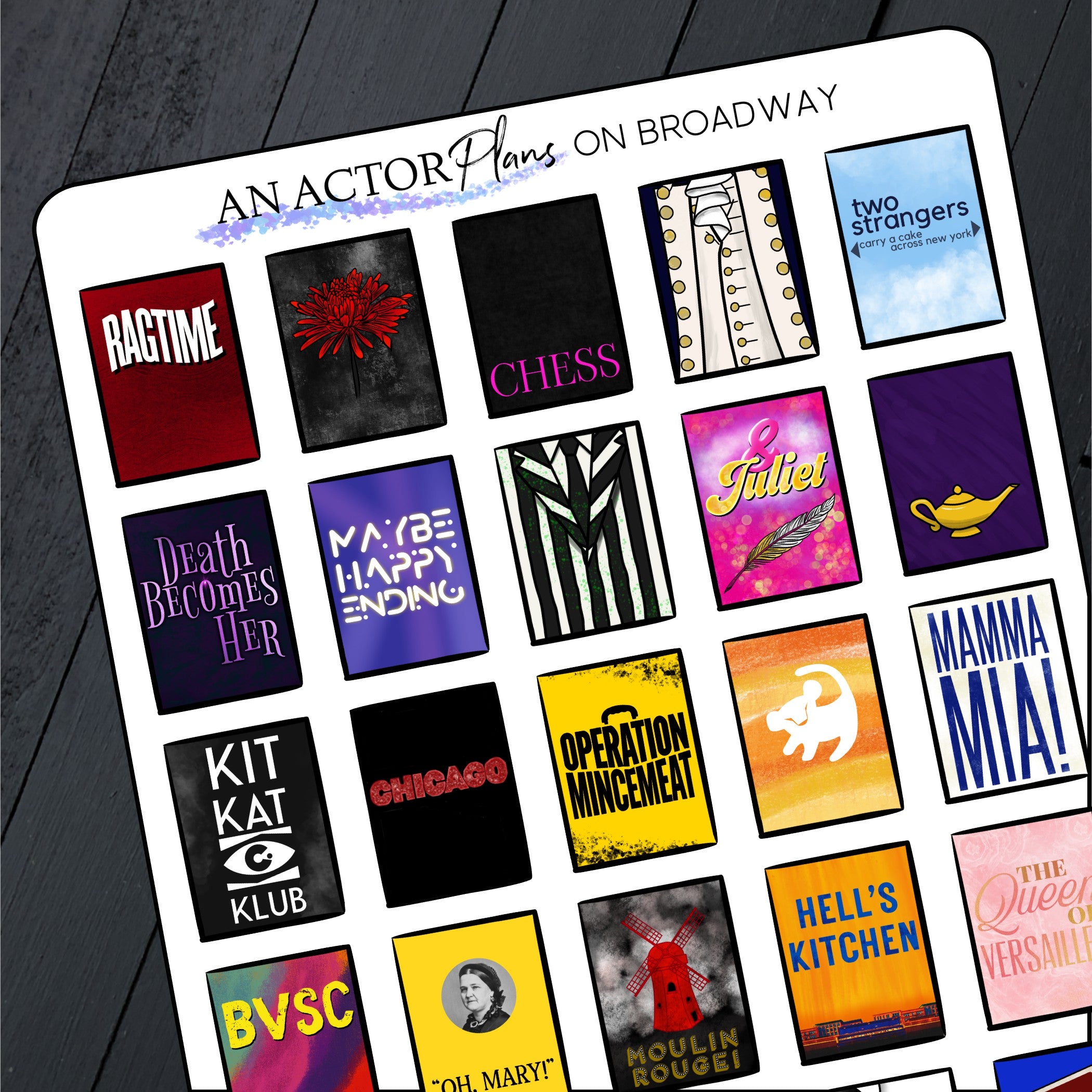On Broadway // Posters // Sticker Sheet – An Actor Plans