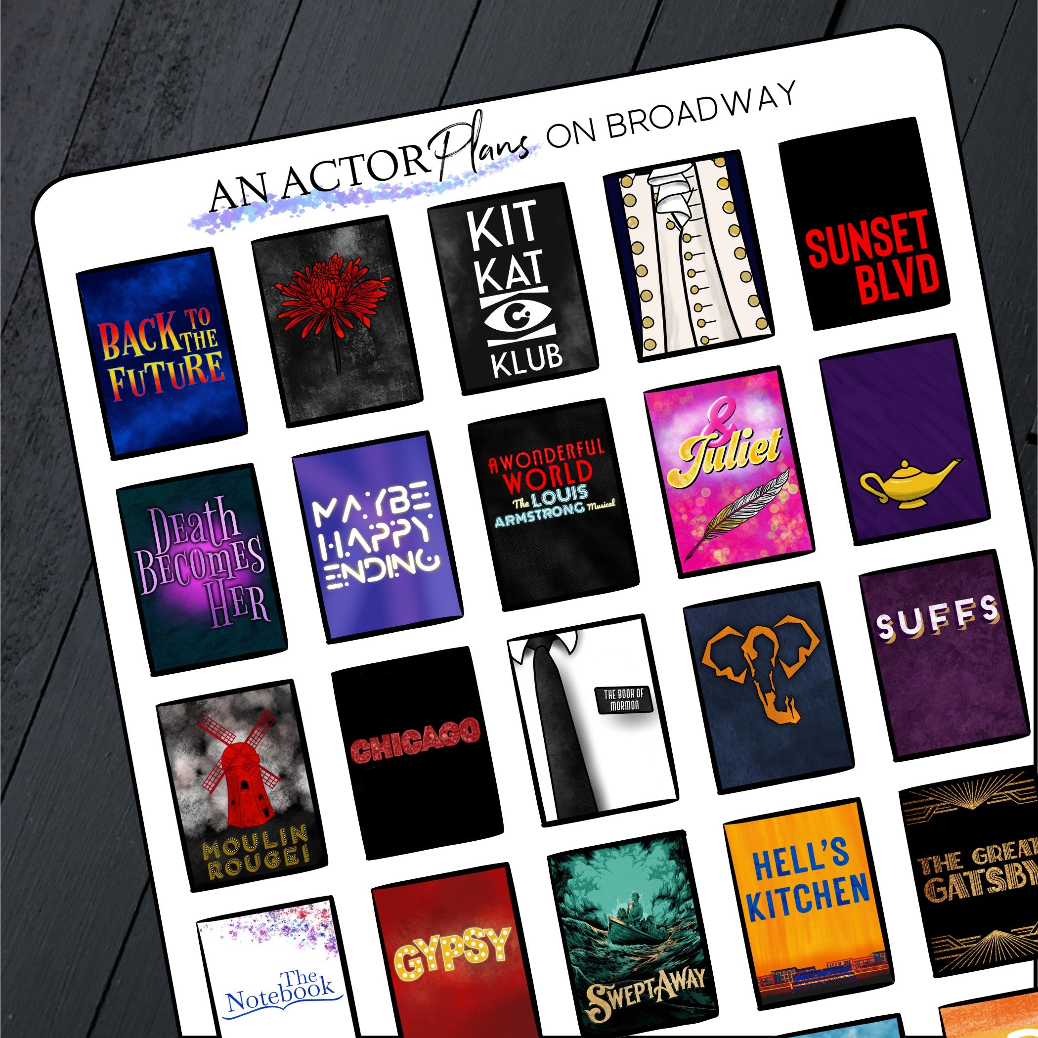 On Broadway // Posters // Sticker Sheet – An Actor Plans
