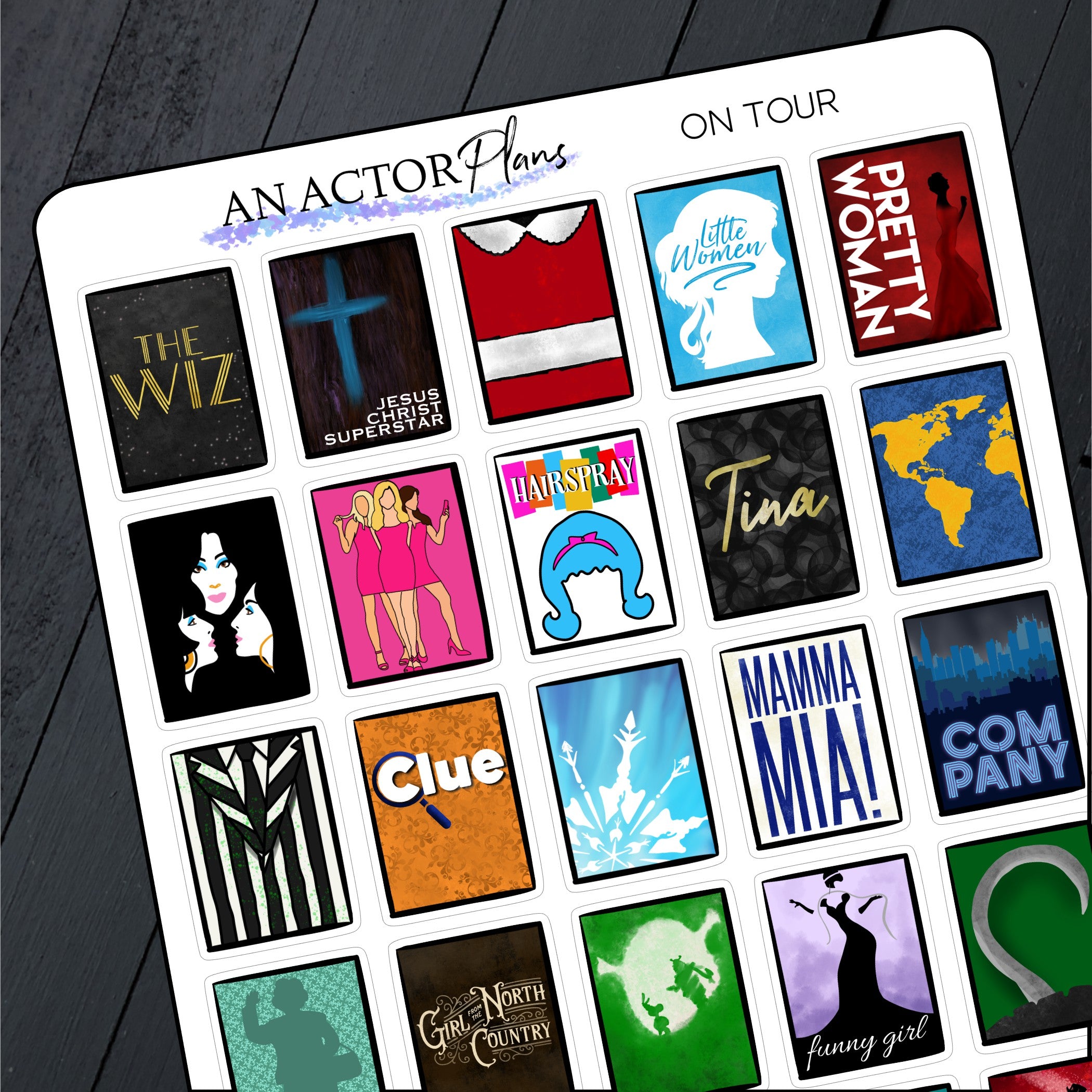 On Tour // Posters // Sticker Sheet – An Actor Plans
