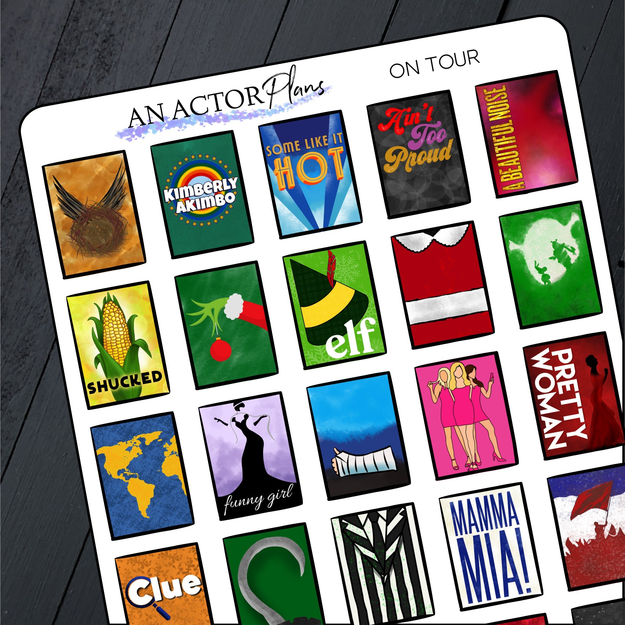 On Tour // Posters // Sticker Sheet – An Actor Plans