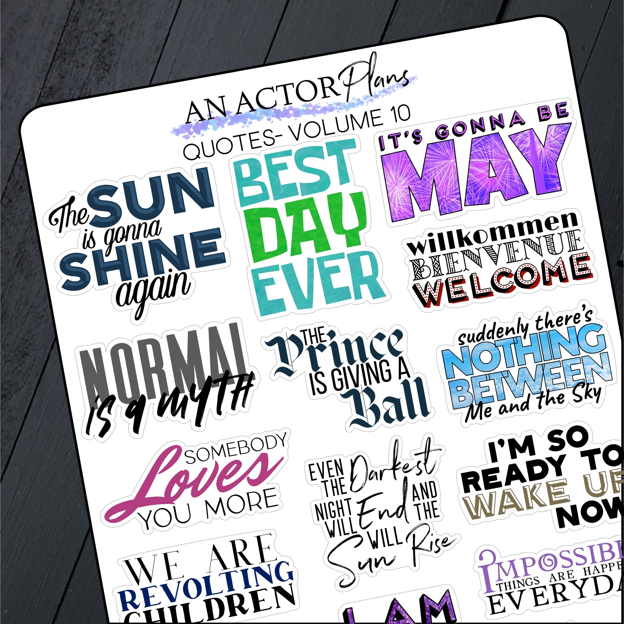 Volume 10 // Quotes // Sticker Sheet – An Actor Plans