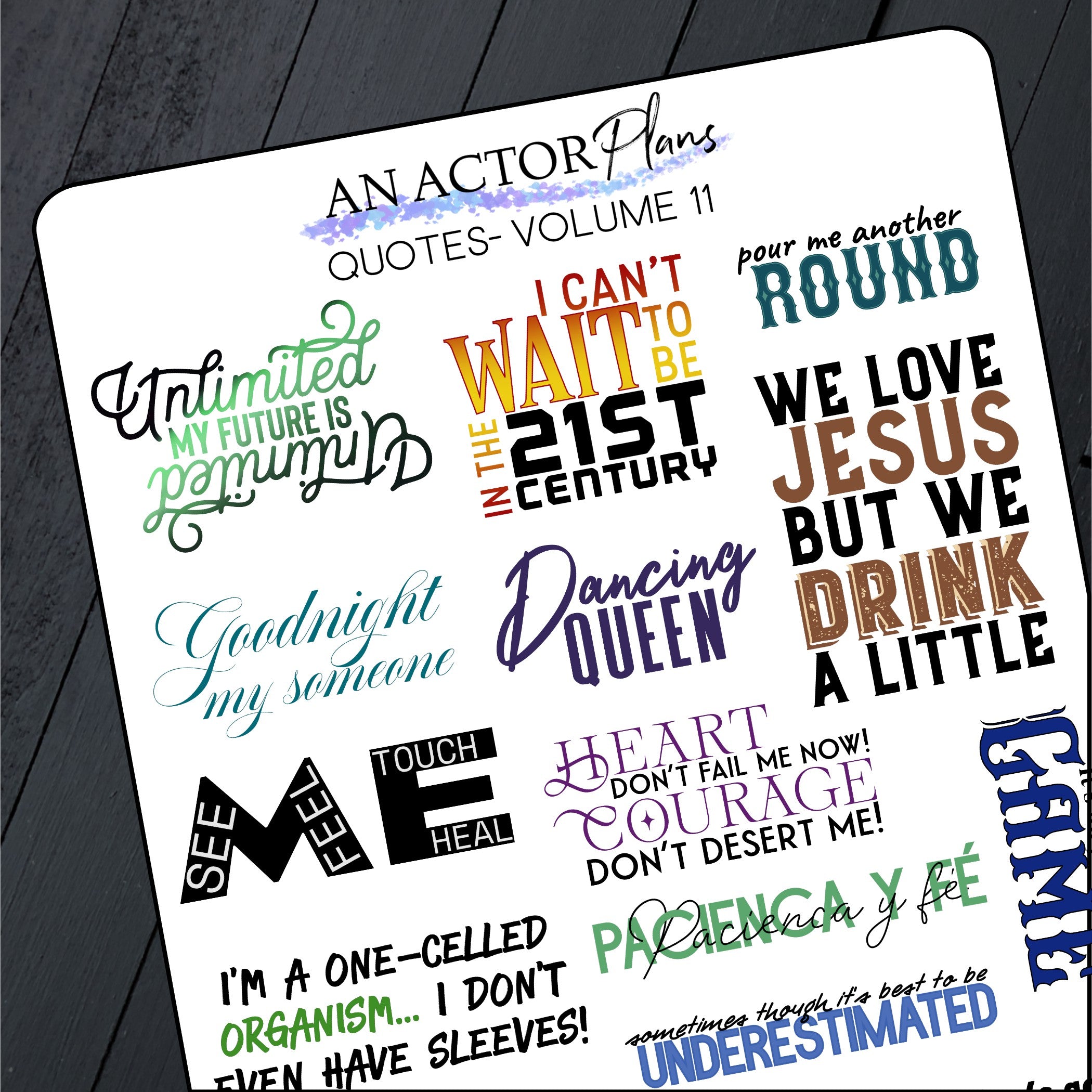 Volume 11 // Quotes // Sticker Sheet – An Actor Plans