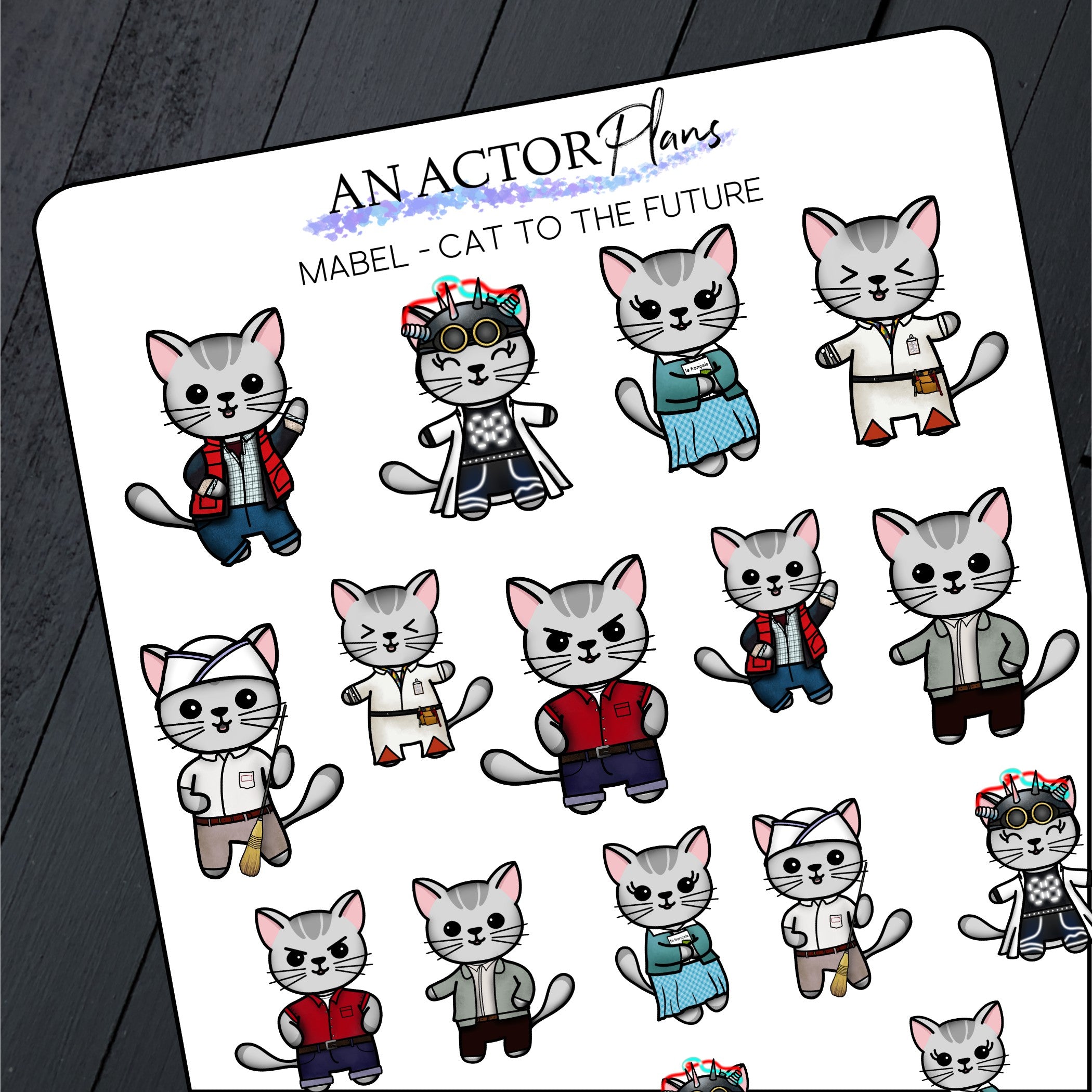 Cat to the Future // Mabel // Sticker Sheet – An Actor Plans