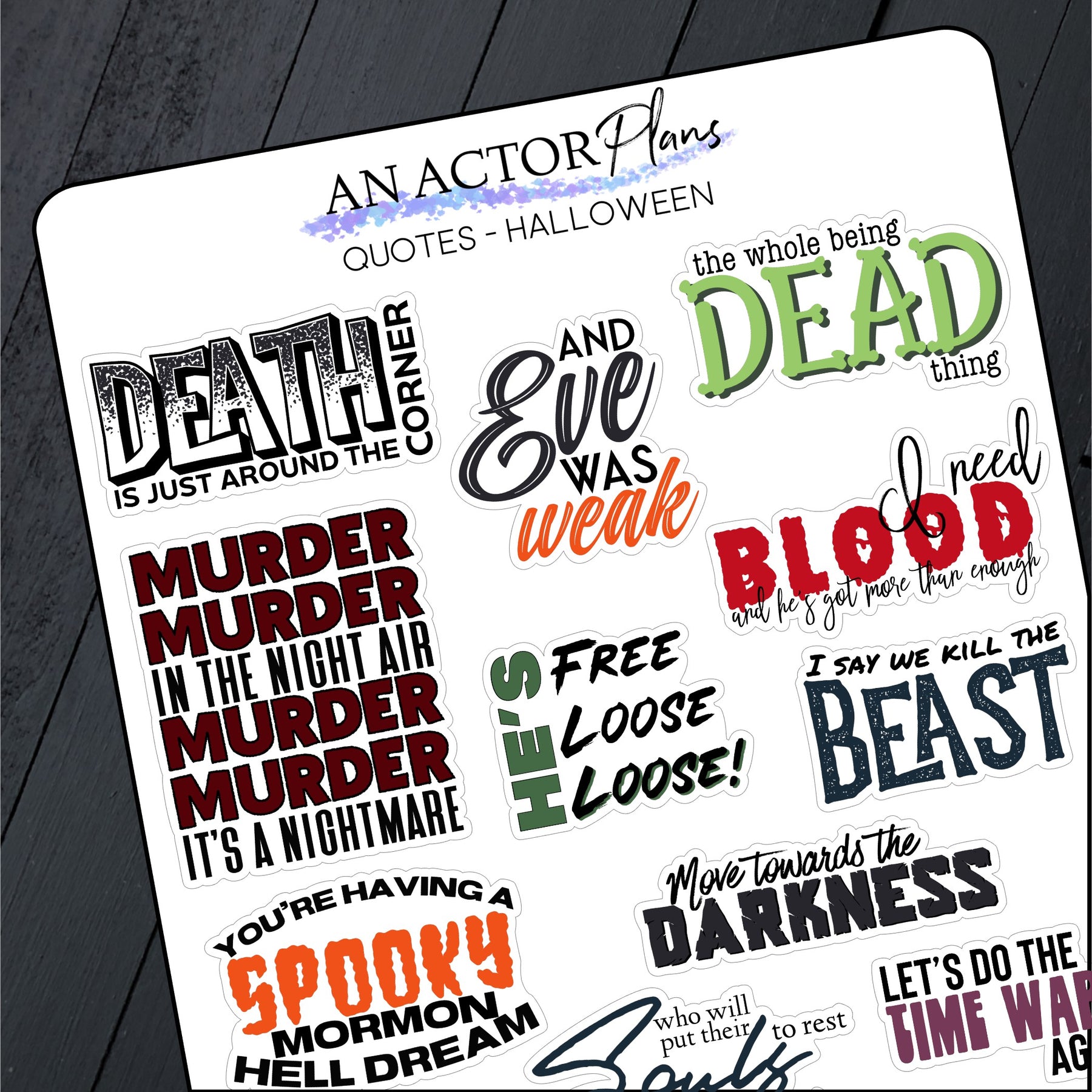 Halloween // Quotes // Sticker Sheet – An Actor Plans