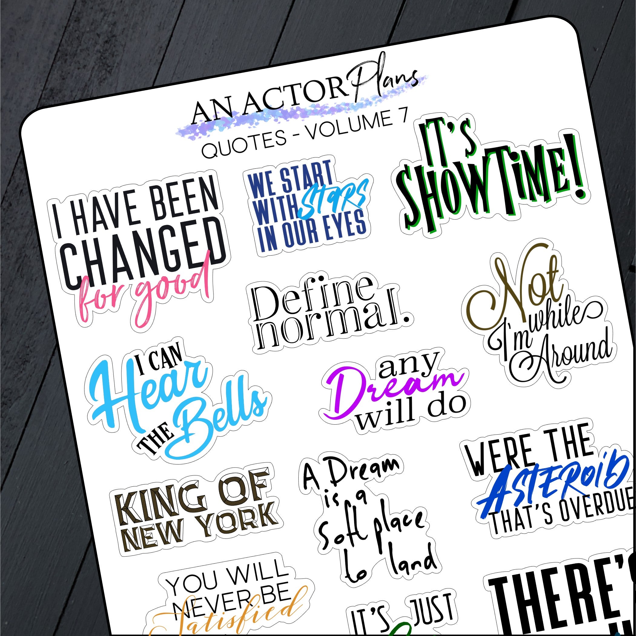 Volume 7 // Quotes // Sticker Sheet – An Actor Plans