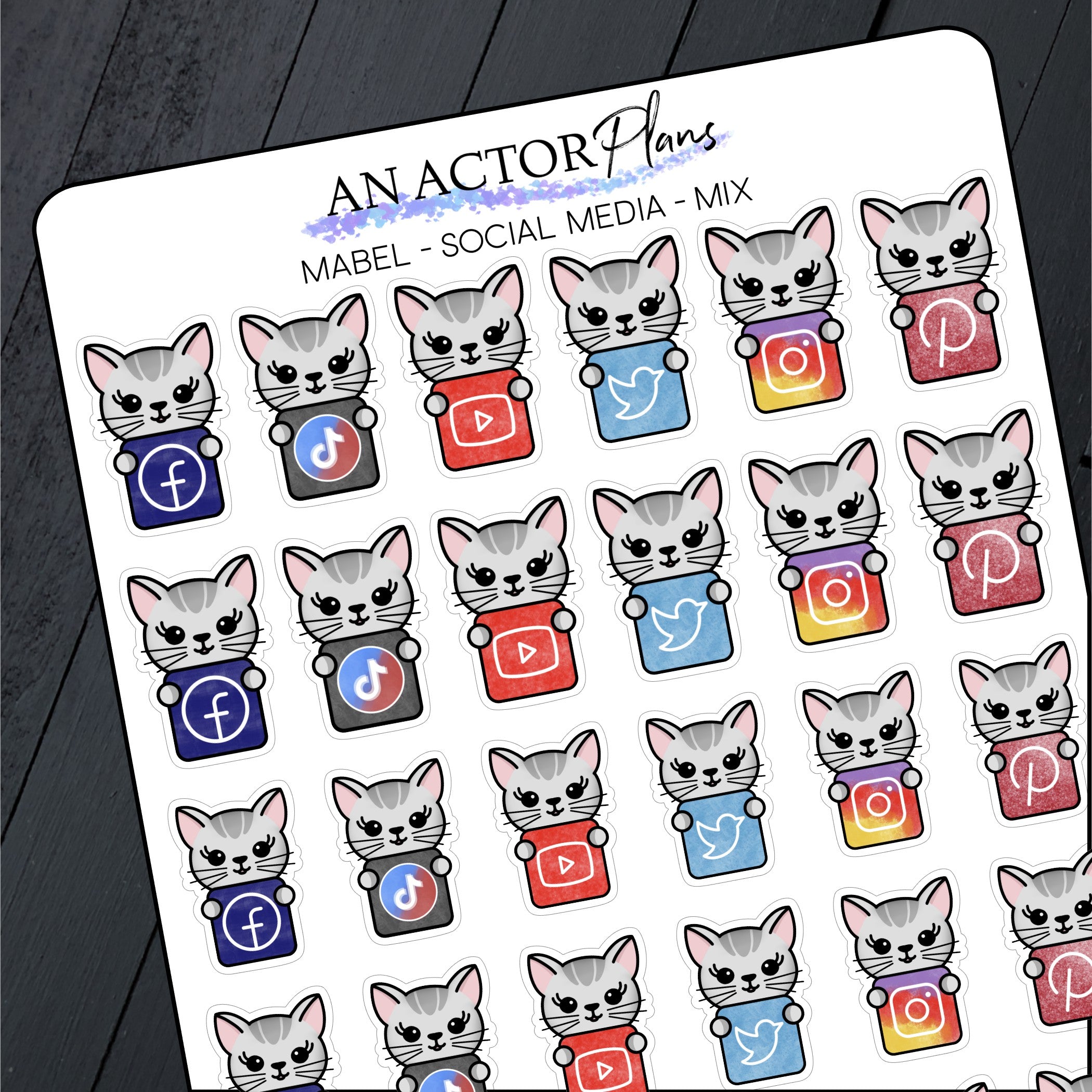 Social Media - Mixed Icons // Mabel // Sticker Sheet – An Actor Plans