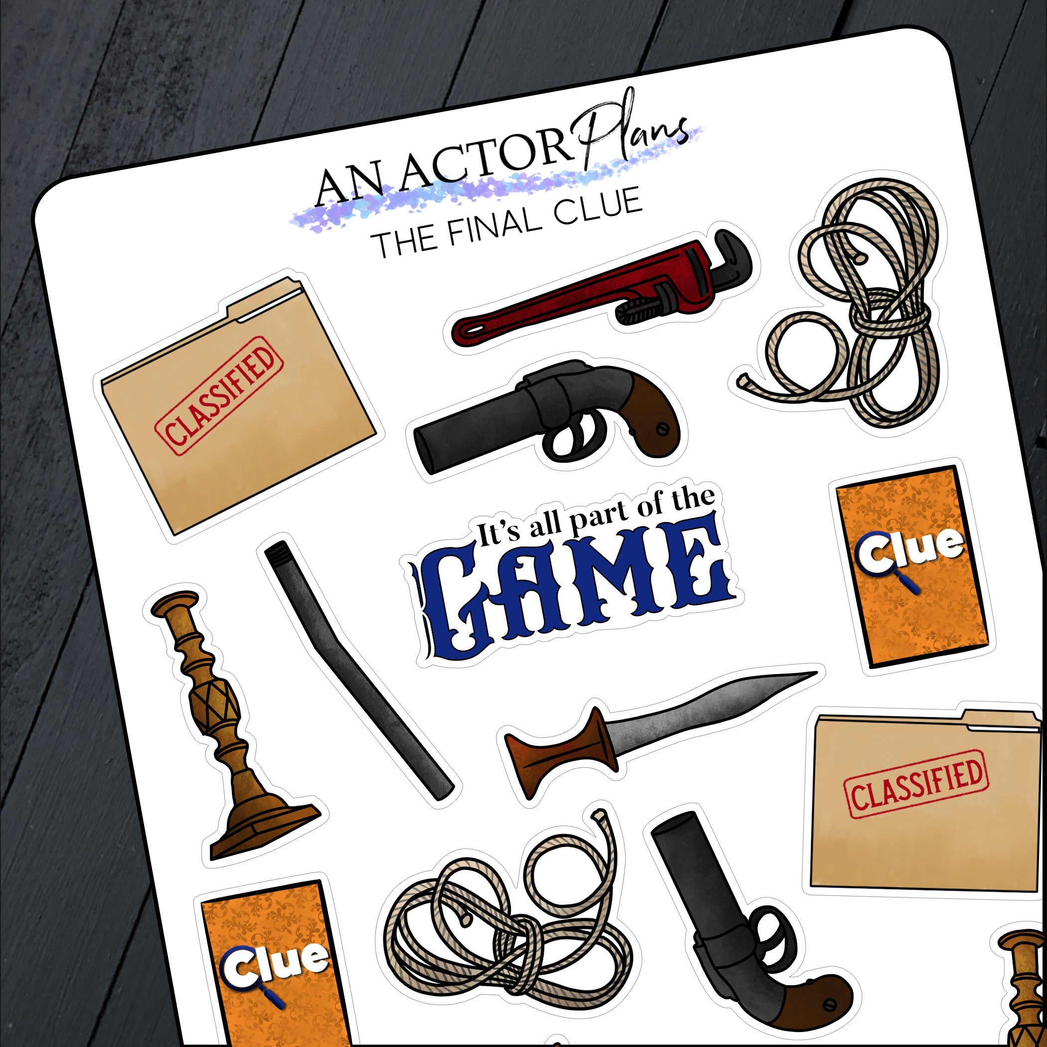 The Final Clue // Doodle // Sticker Sheet – An Actor Plans
