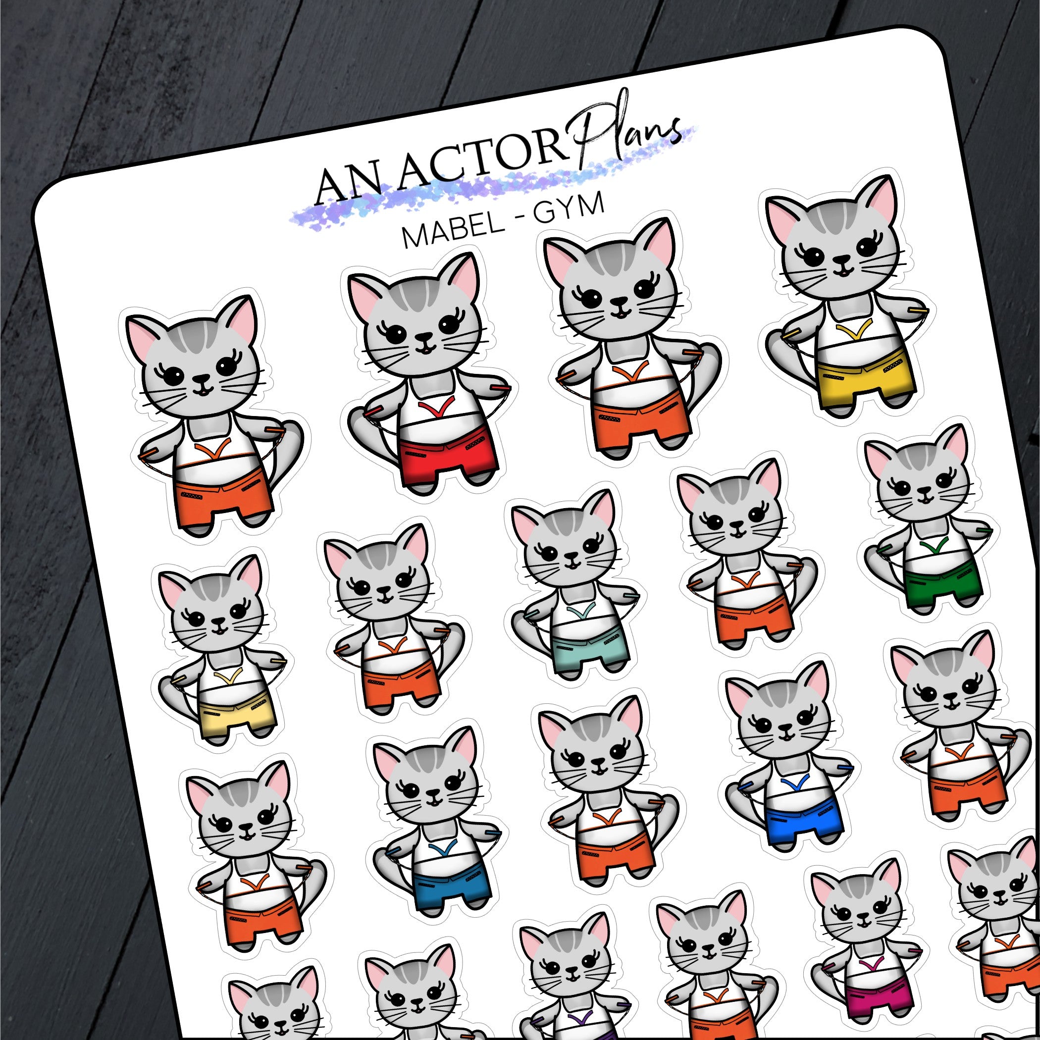 Gym // Mabel // Sticker Sheet – An Actor Plans