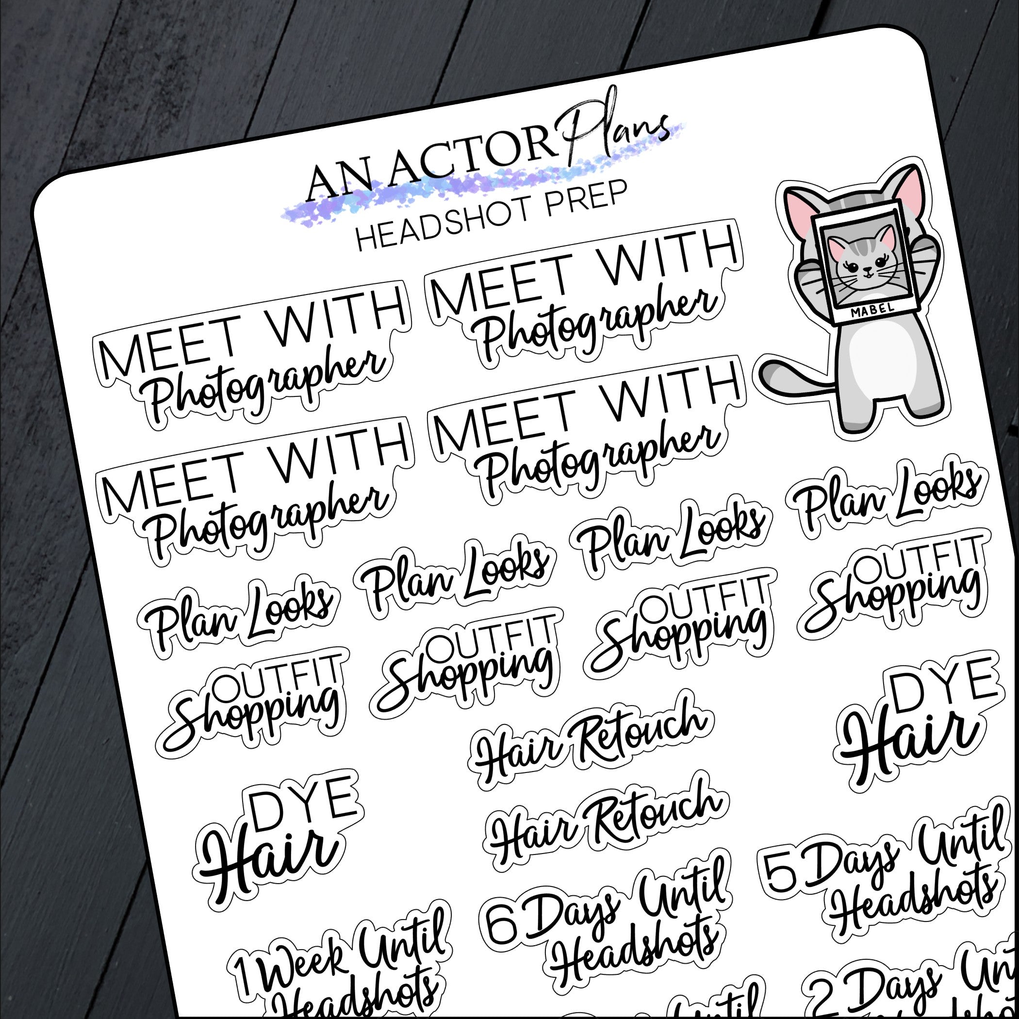 Headshot Prep // Sticker Sheet – An Actor Plans