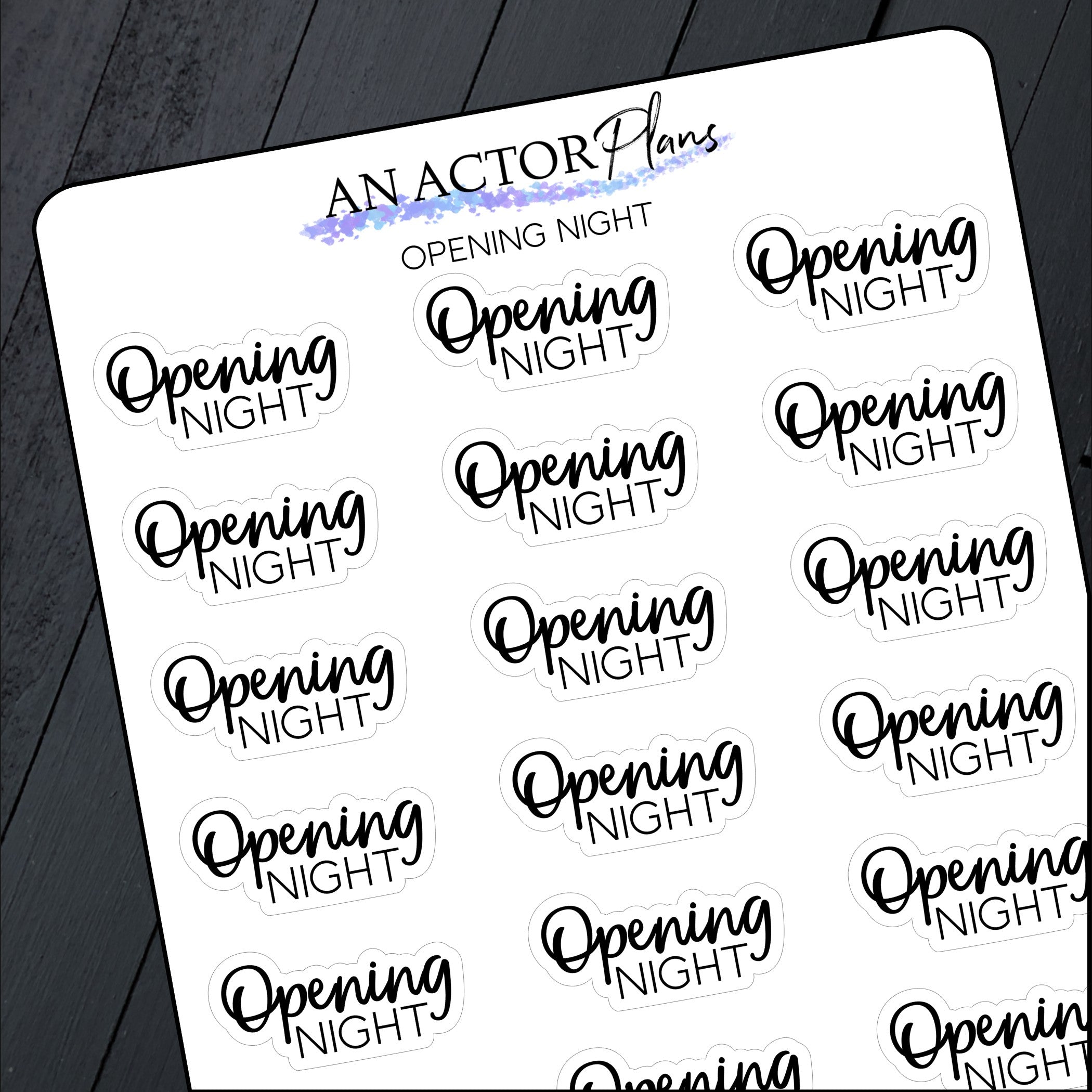 Opening Night // Sticker Sheet – An Actor Plans