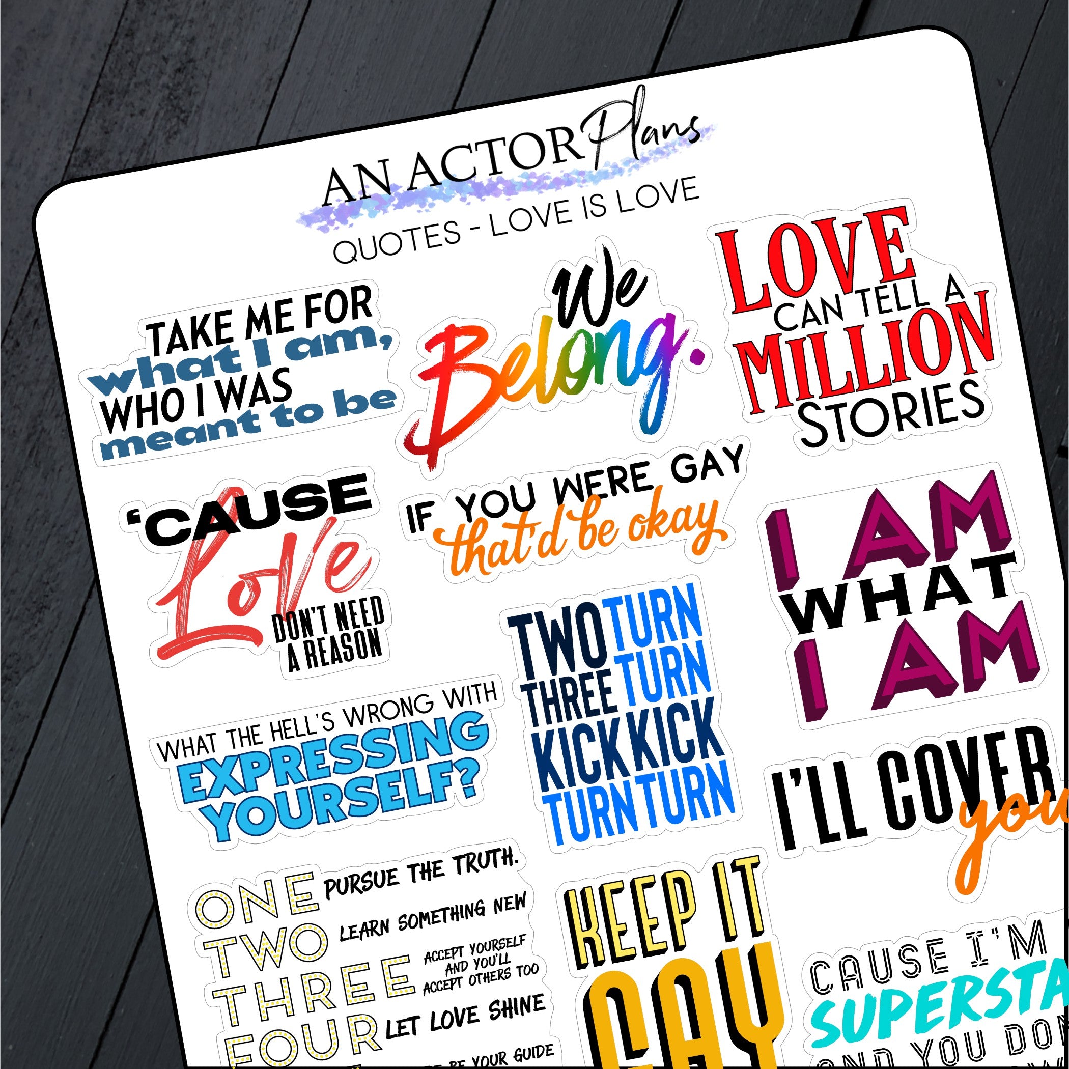 Love Is Love // Quotes // Sticker Sheet – An Actor Plans