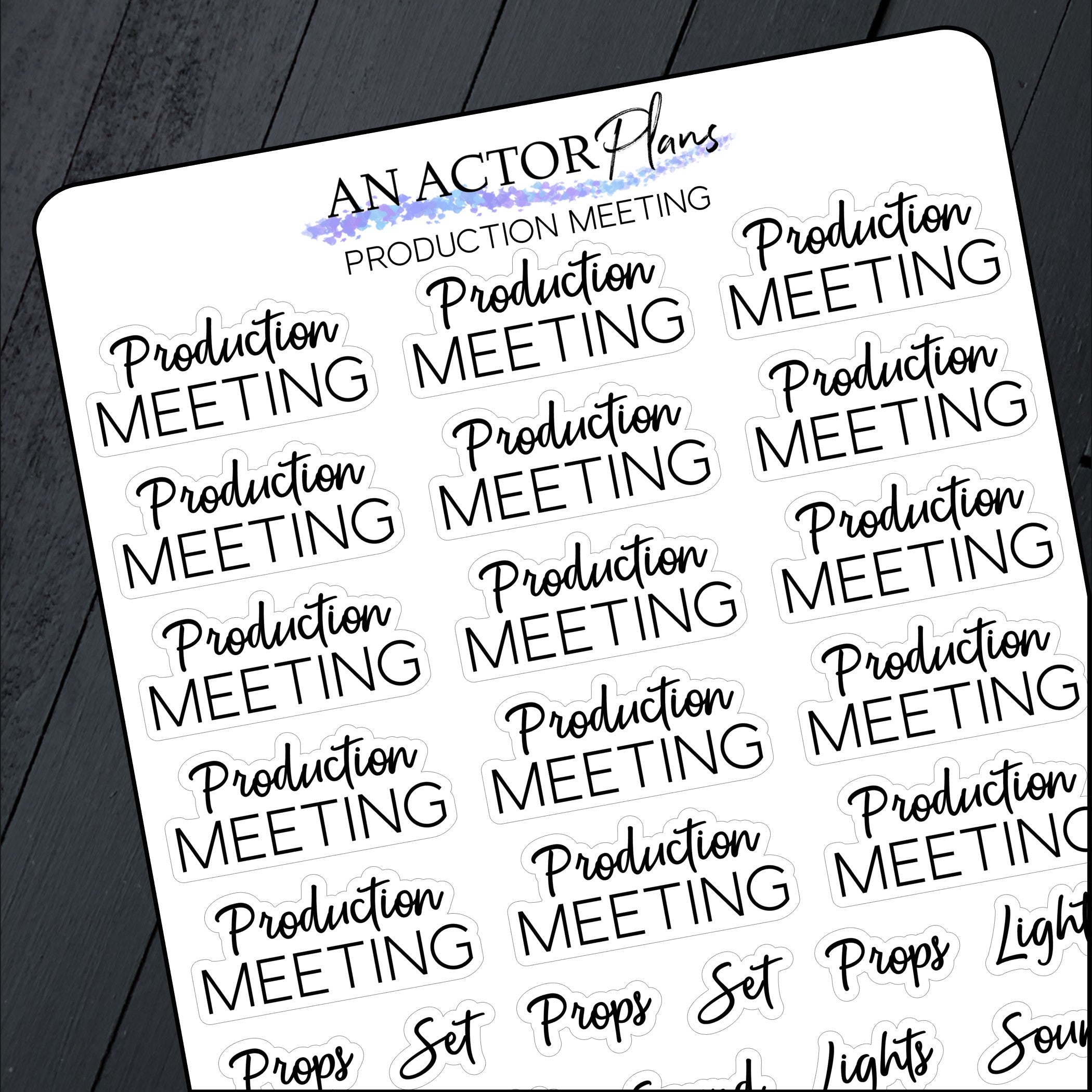 Production Meeting // Sticker Sheet – An Actor Plans